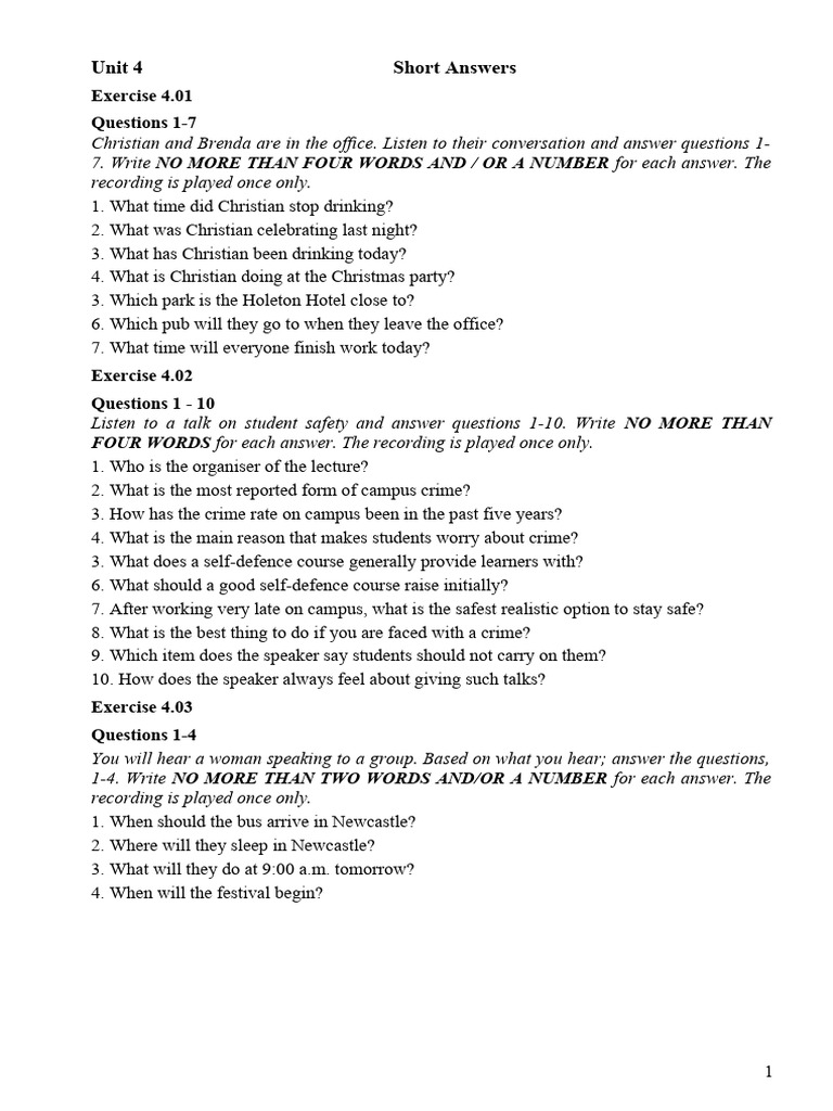 Unit 4 Short Answers Pdf 