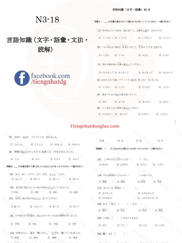 De Thi JLPT n3 18 | PDF