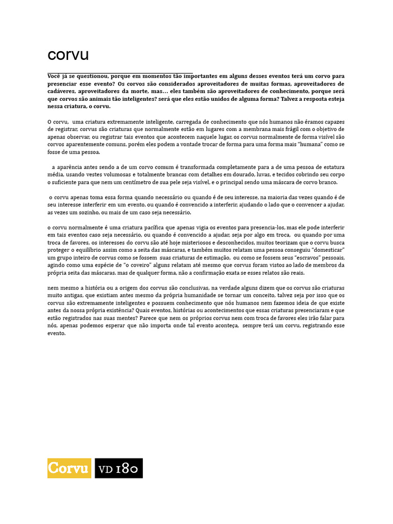 Ficha Do Corvu | PDF | Conhecimento | Morte