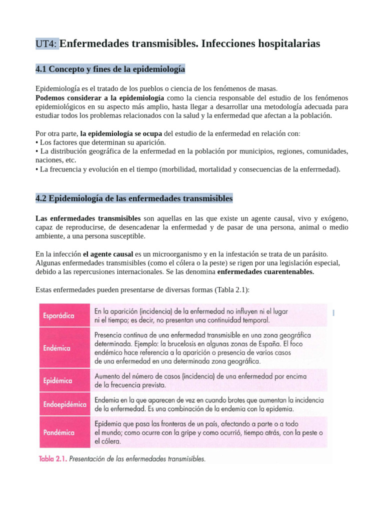 UT 4 de HII Enfermedades Transmisibles | PDF | Epidemiología | Infección