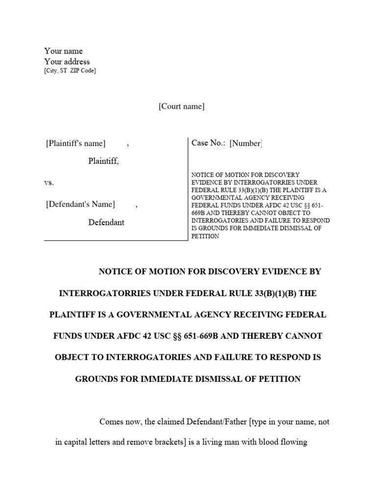 Interrogatories For Discovery of Evidence | PDF | Standing (Law ...