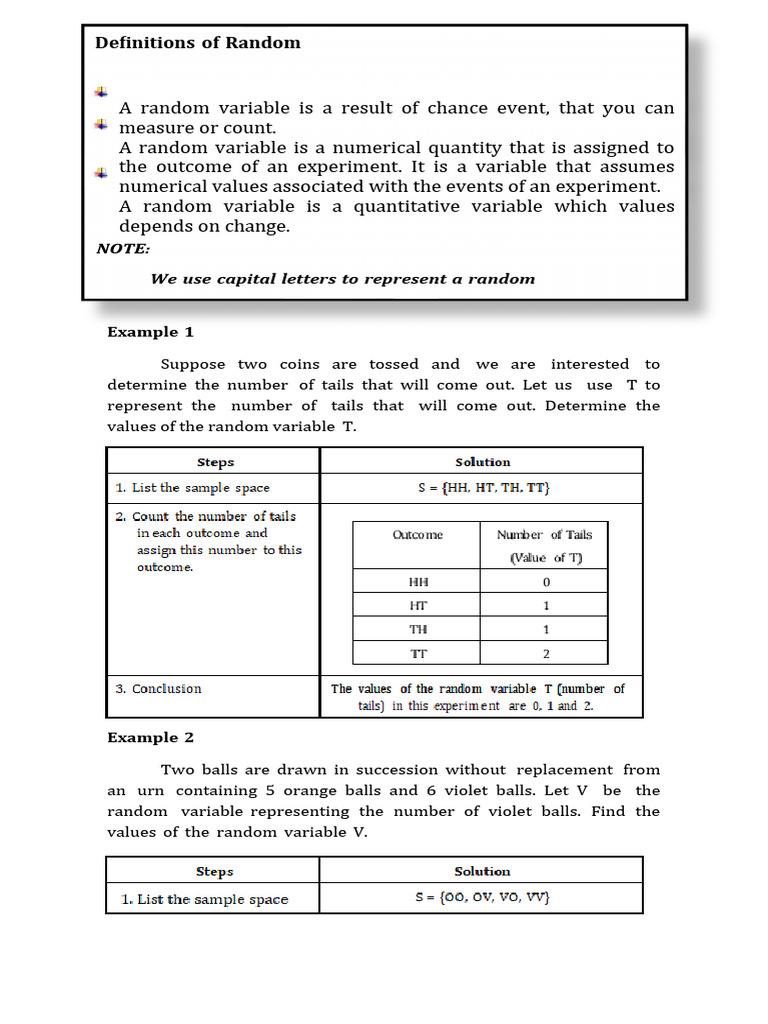 Stat Q3 Mod 1 PRINTMOLABYU | PDF | Probability Distribution | Random Variable