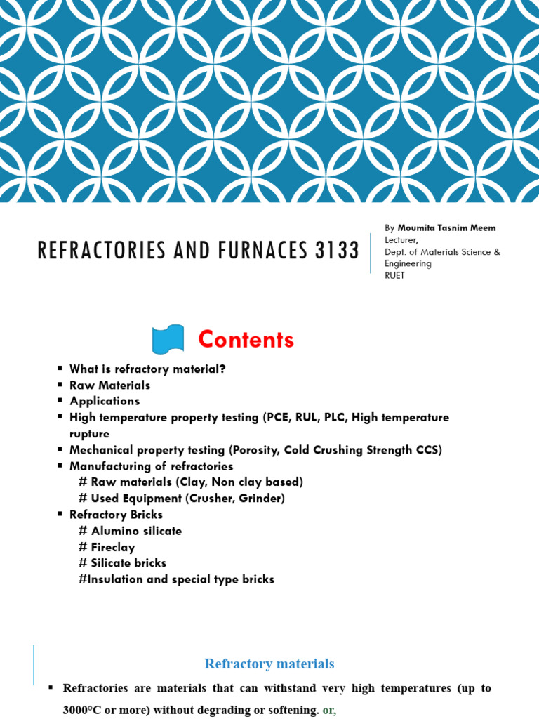 Refractories and Furnaces 3133 | PDF | Refractory | Aluminium Oxide