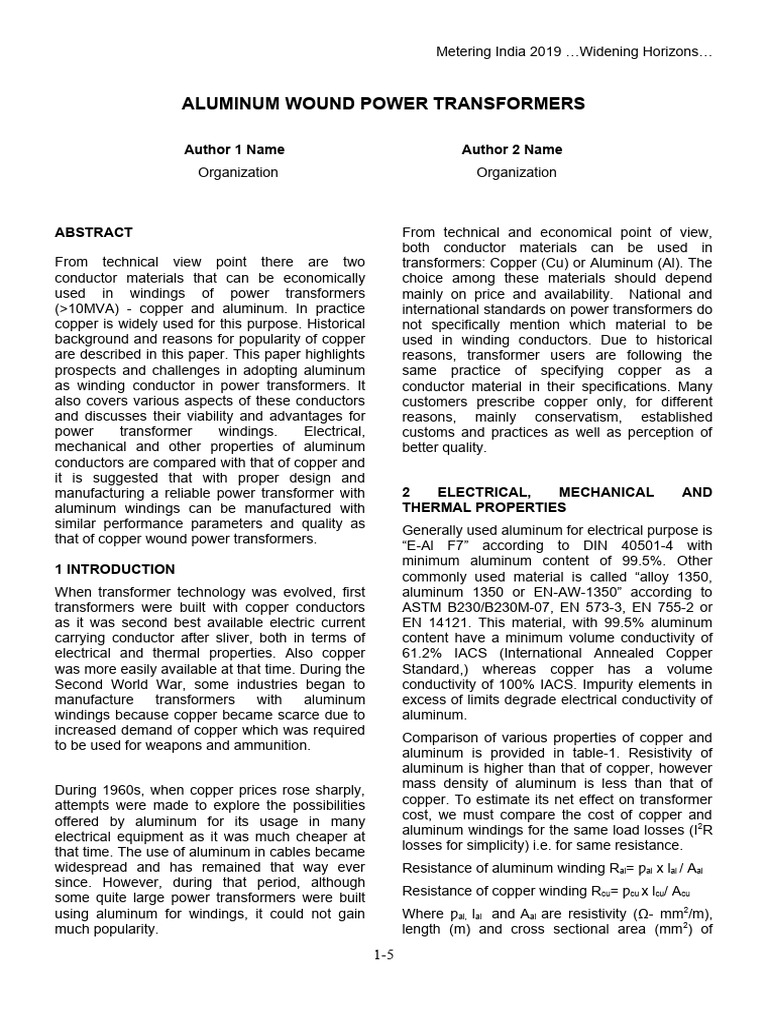 SamplePaper Metering India | PDF | Transformer | Electrical Conductor