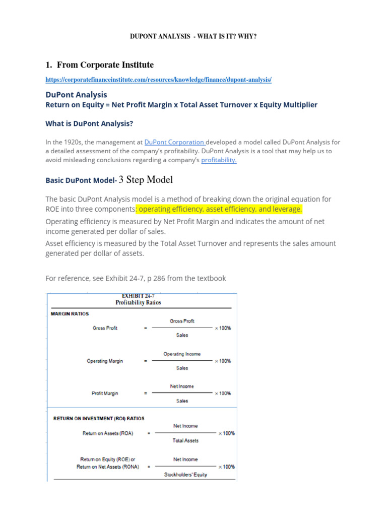 Dupont Analysis - Special Topic Class Review V2 | PDF | Leverage (Finance) | Return On Equity