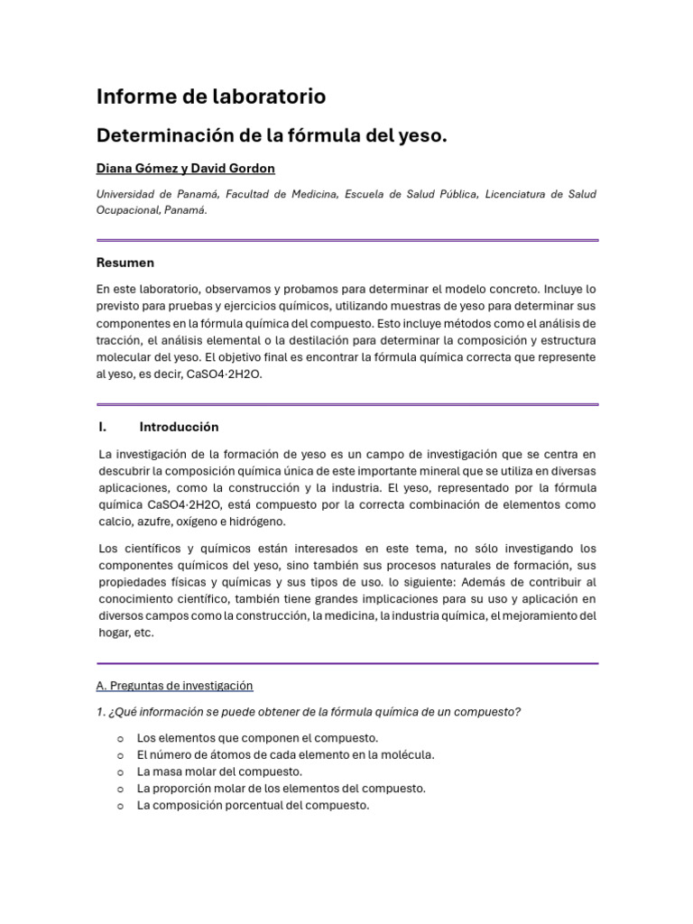 Estequiometría Del Yeso | PDF | Compuestos químicos | Química
