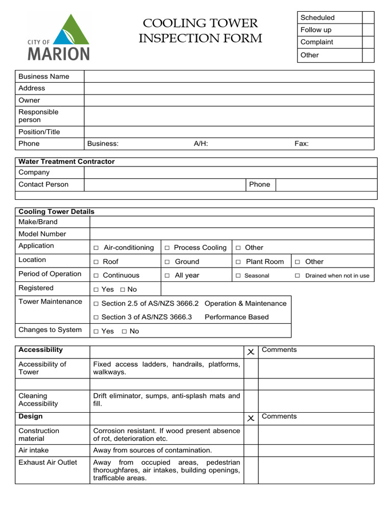 Cooling Tower Assessment Form | PDF | Water Treatment