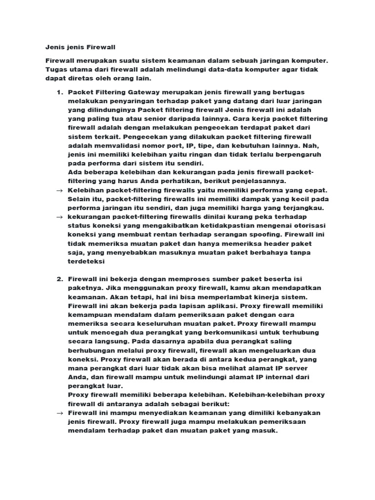 Jenis Jenis Firewall | PDF