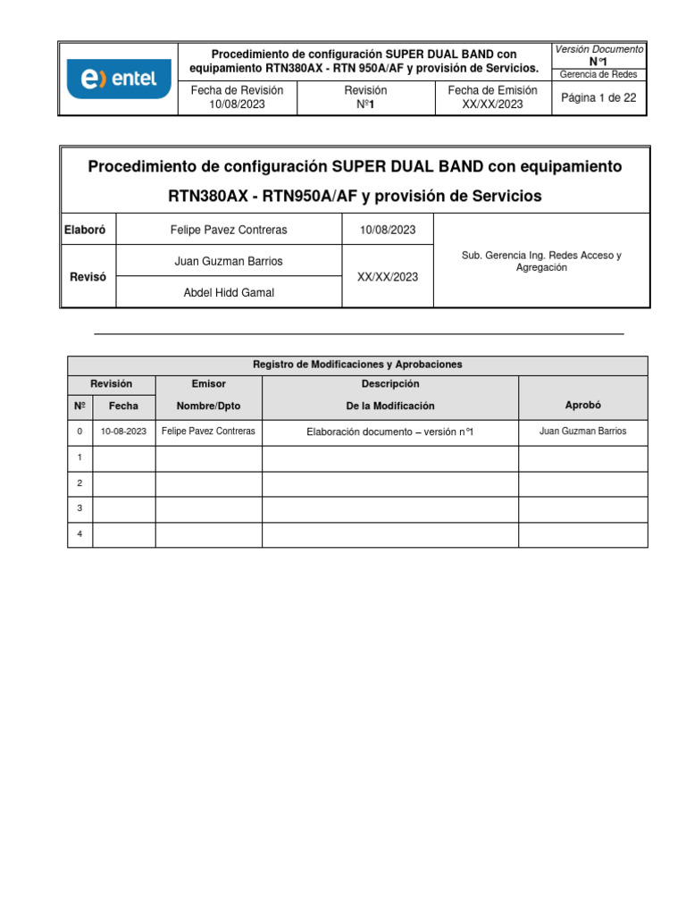 Procedimiento de Configuración SUPER DUAL BAND Con Equipamiento ...