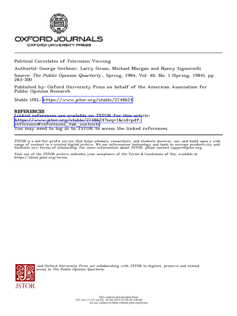 Impact of TV Viewing on Political Views | PDF | Sampling (Statistics)