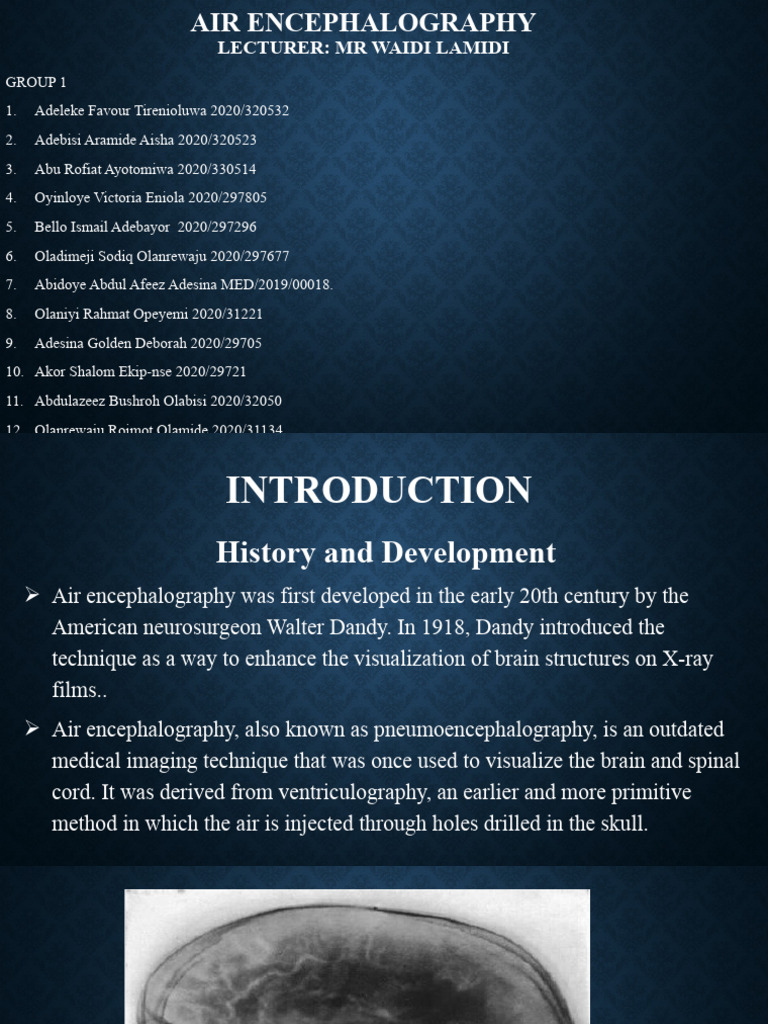 Air Encephalography Overview | PDF | Cerebrospinal Fluid | Diseases And ...