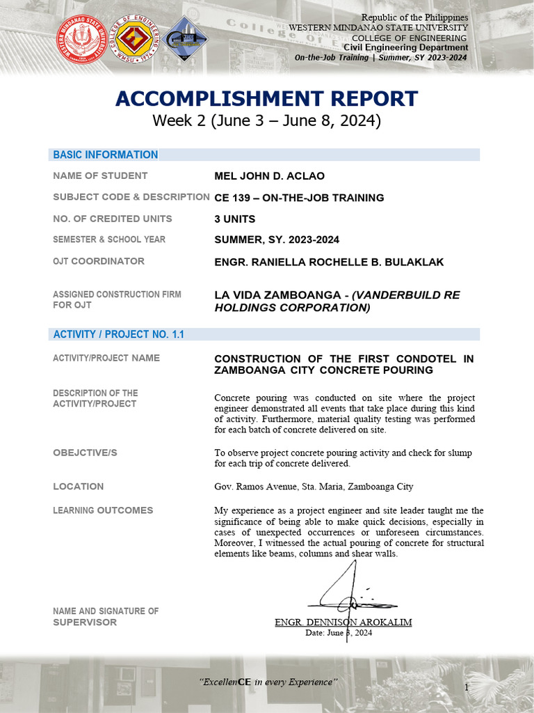 Accomplishment-Report-WEEK 2 | PDF | Leadership | Project Management
