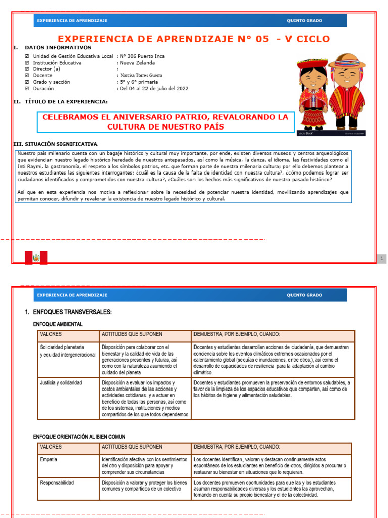 V CICLO - Experiencia de aprendizaje N ° 05 - JULIO | PDF | Decimal | Evaluación