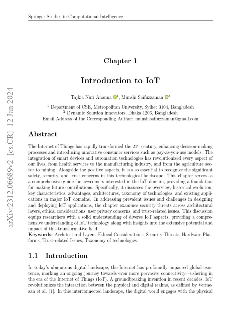 Introduction To Iot | PDF | Internet Of Things | Computer Network