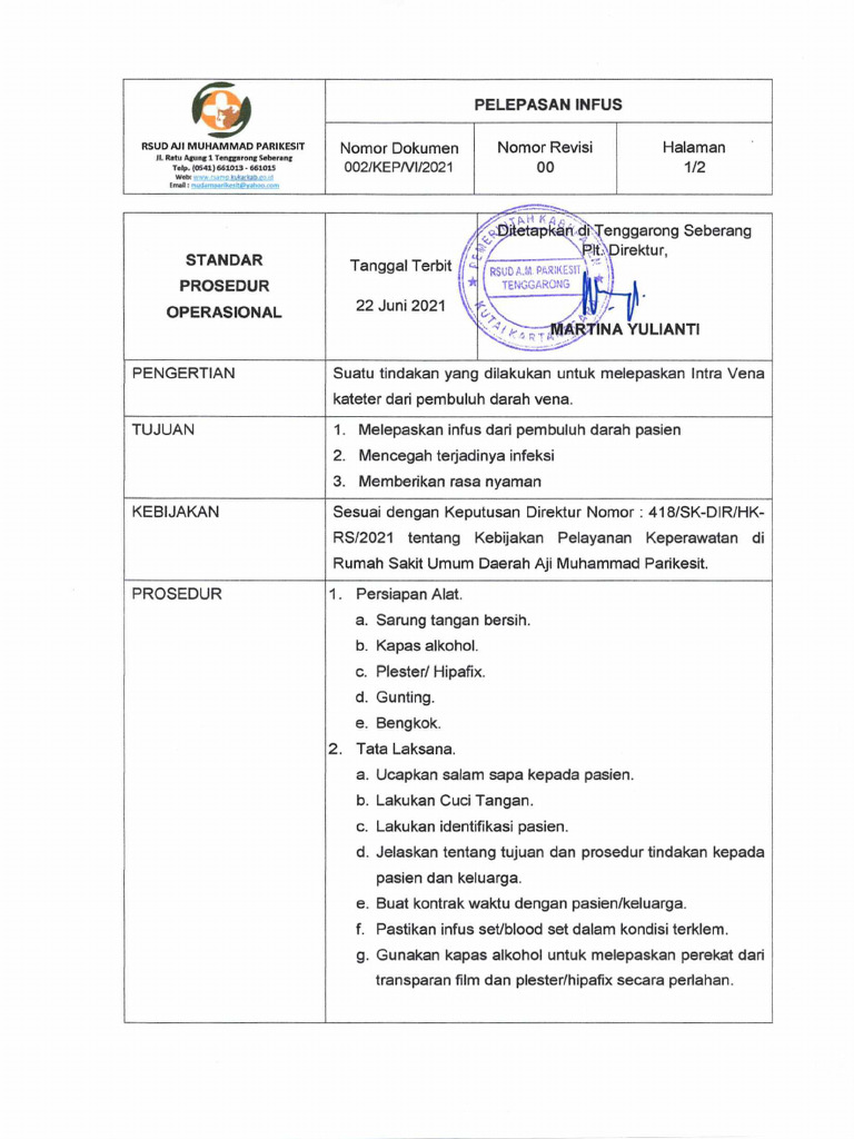 Spo Pelepasan Infus | PDF