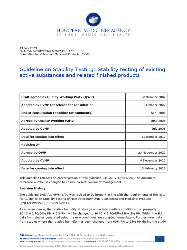 Guideline Stability Testing Stability Testing Existing Active ...