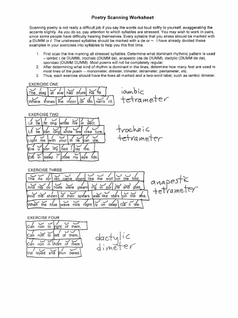 Poetry Scanning Answers | PDF