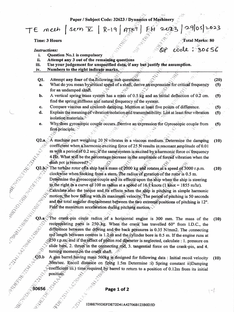Mech - B.E. - Sem V - Mech - Rev - 2019 'C' Scheme - May 2023 | PDF