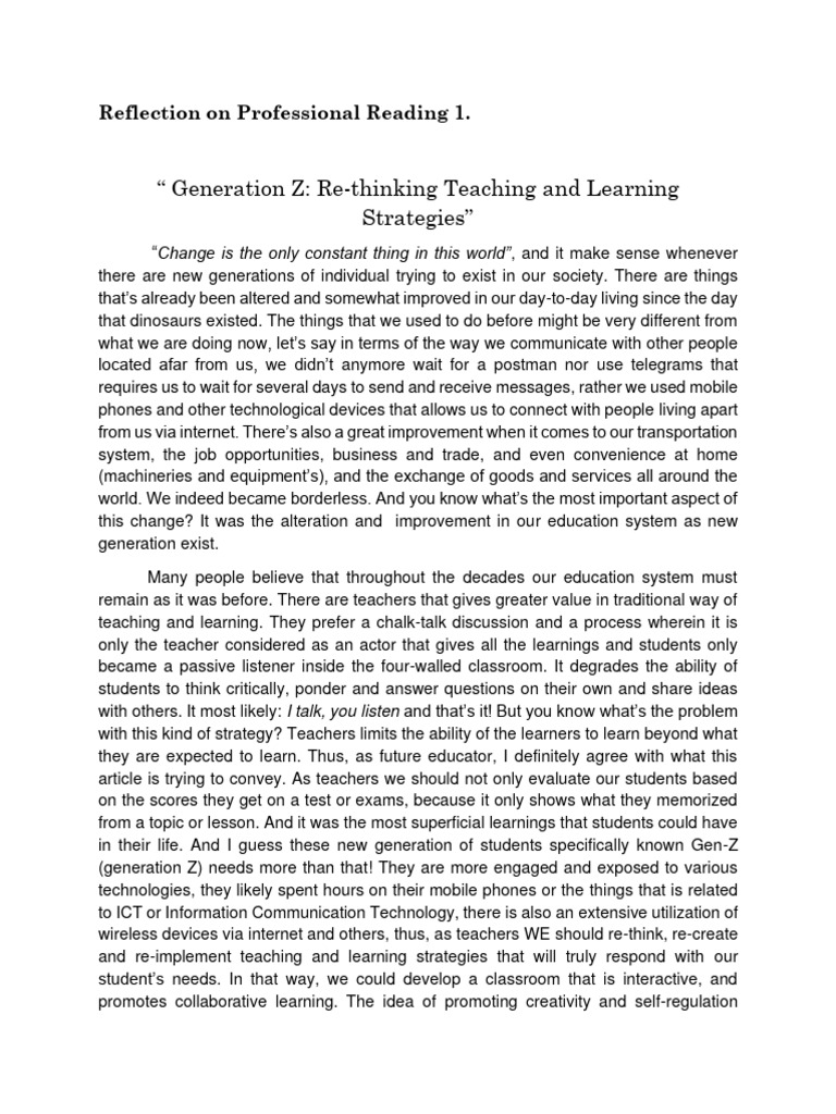 Professional Reading 1 | PDF | Learning | Cognition