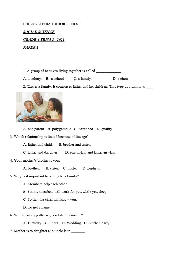 Grade 6 Social Science Term 2 | PDF | Family | Zimbabwe