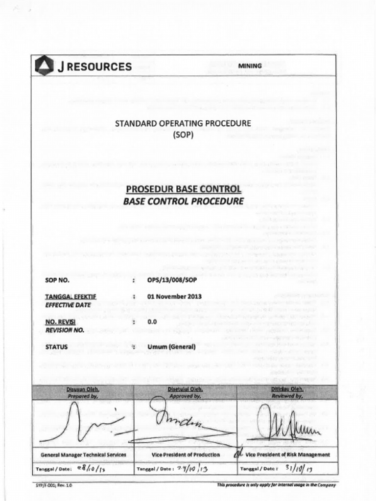 Mining - Prosedure Base Control | PDF