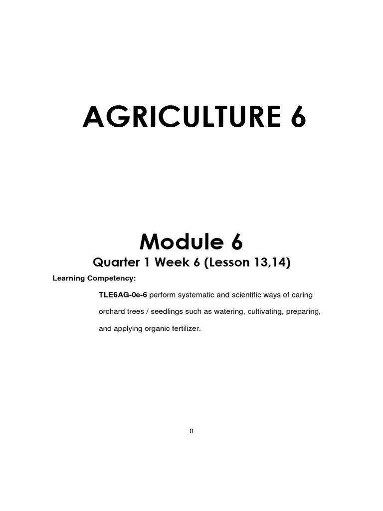 TLE-TE 6 - Q1 - Mod6 - Agriculture Edited2 | PDF | Compost | Fertilizer