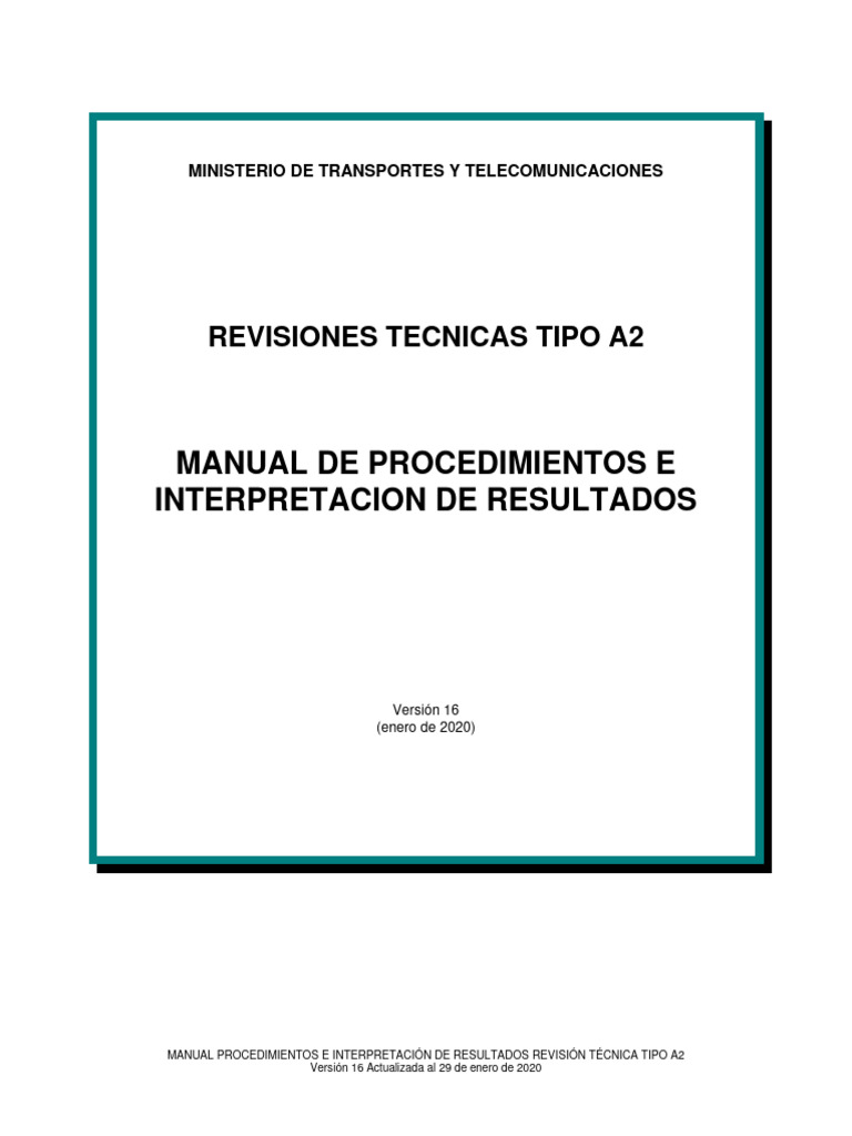 Manual de Procedimientos Revisión Técnica A2 | PDF | Color | Transporte