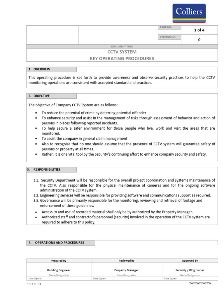 CCTV Operating Procedures | PDF | Closed Circuit Television | Securities