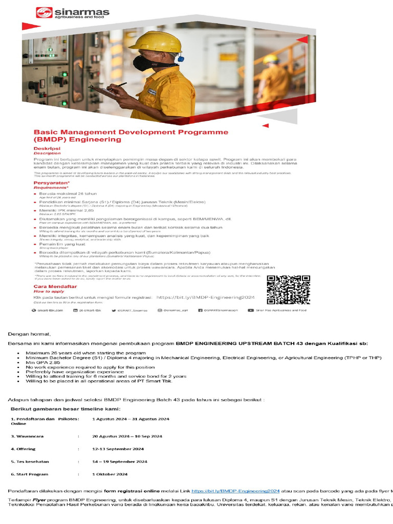 Flyer BMDP Engineering Upstream Batch 43 2024 | PDF