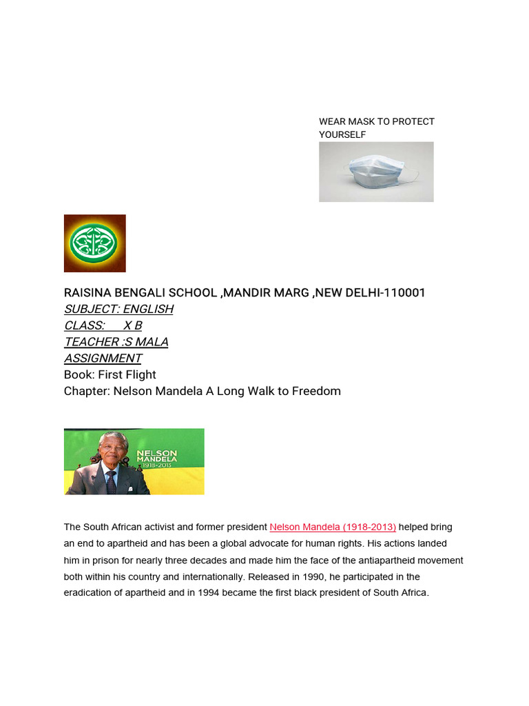 Nelson Mandela Assignment | PDF