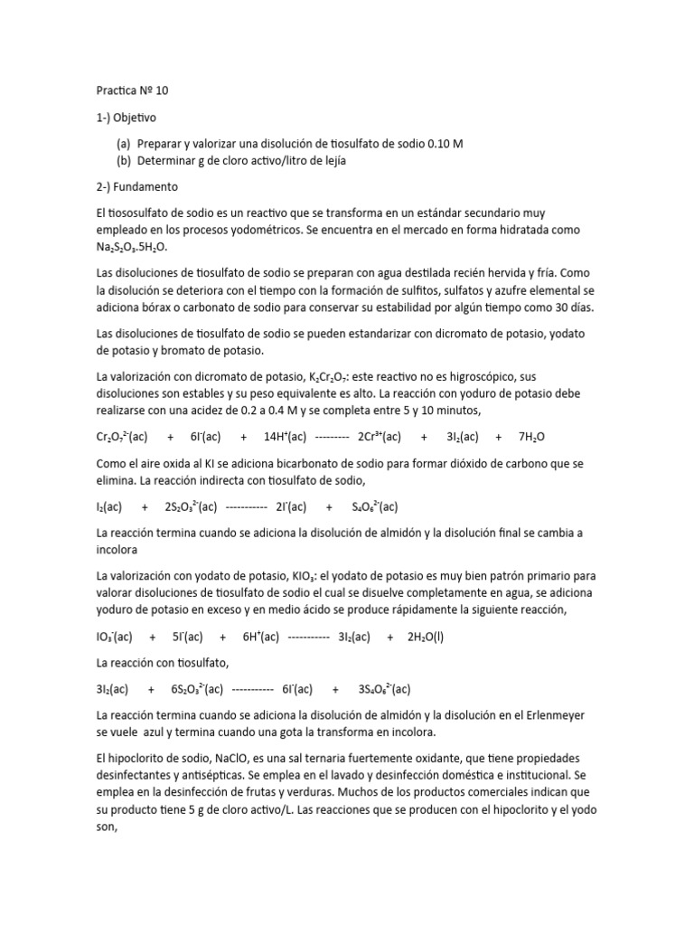 Practica #10 | PDF | Valoración | Química
