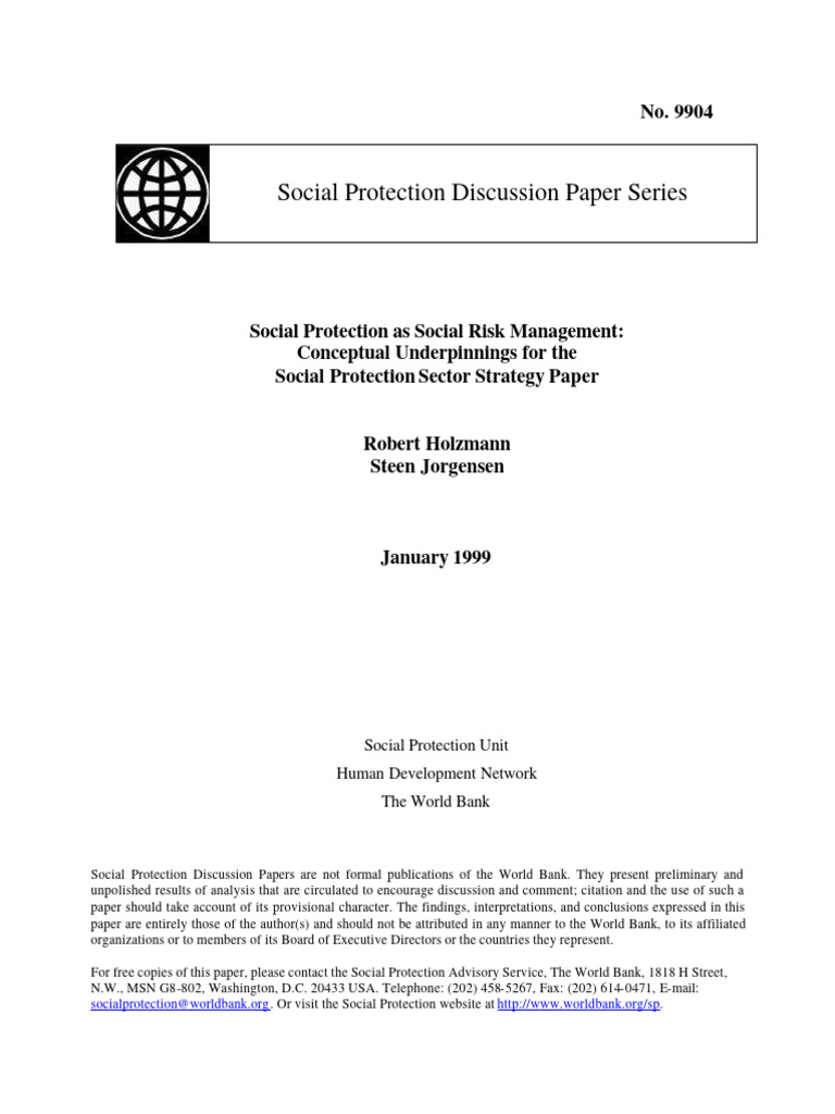 Social Protection As Social Risk Managem | PDF | Insurance | Risk
