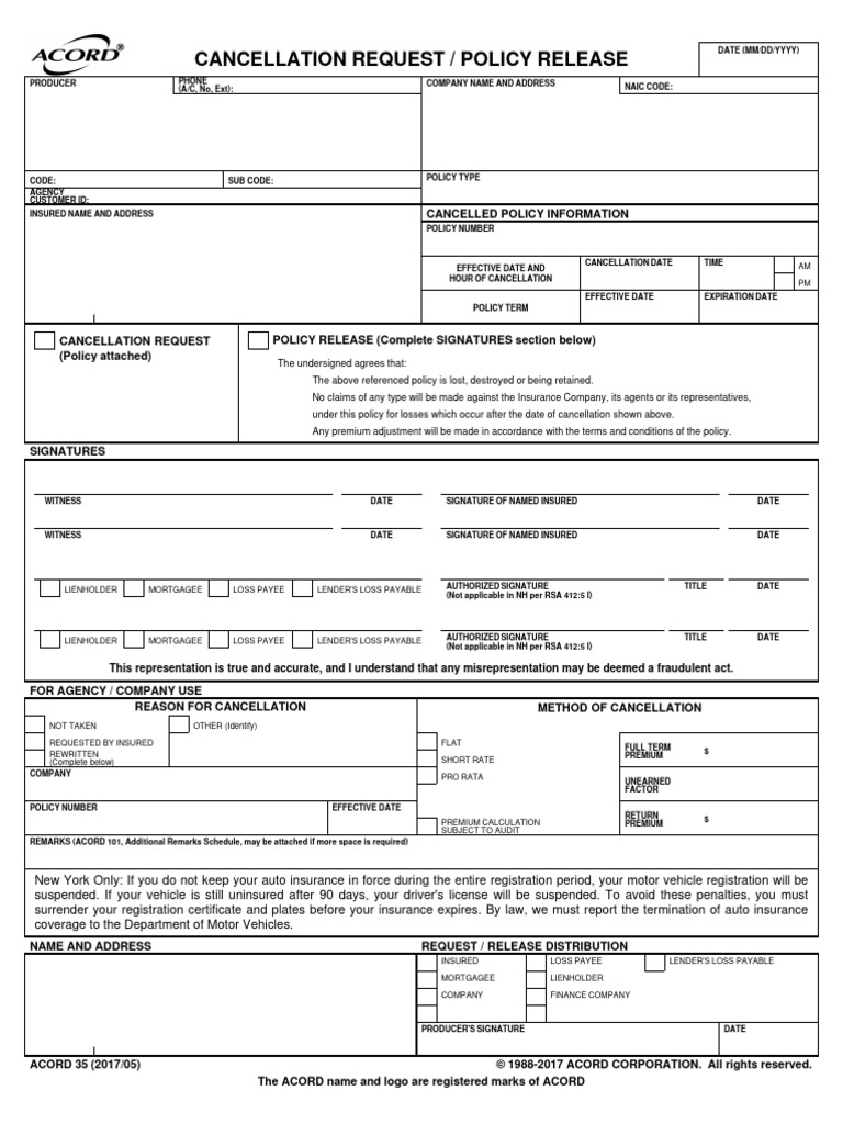 Acord 0035 2017-05 | PDF | Insurance | Vehicle Insurance