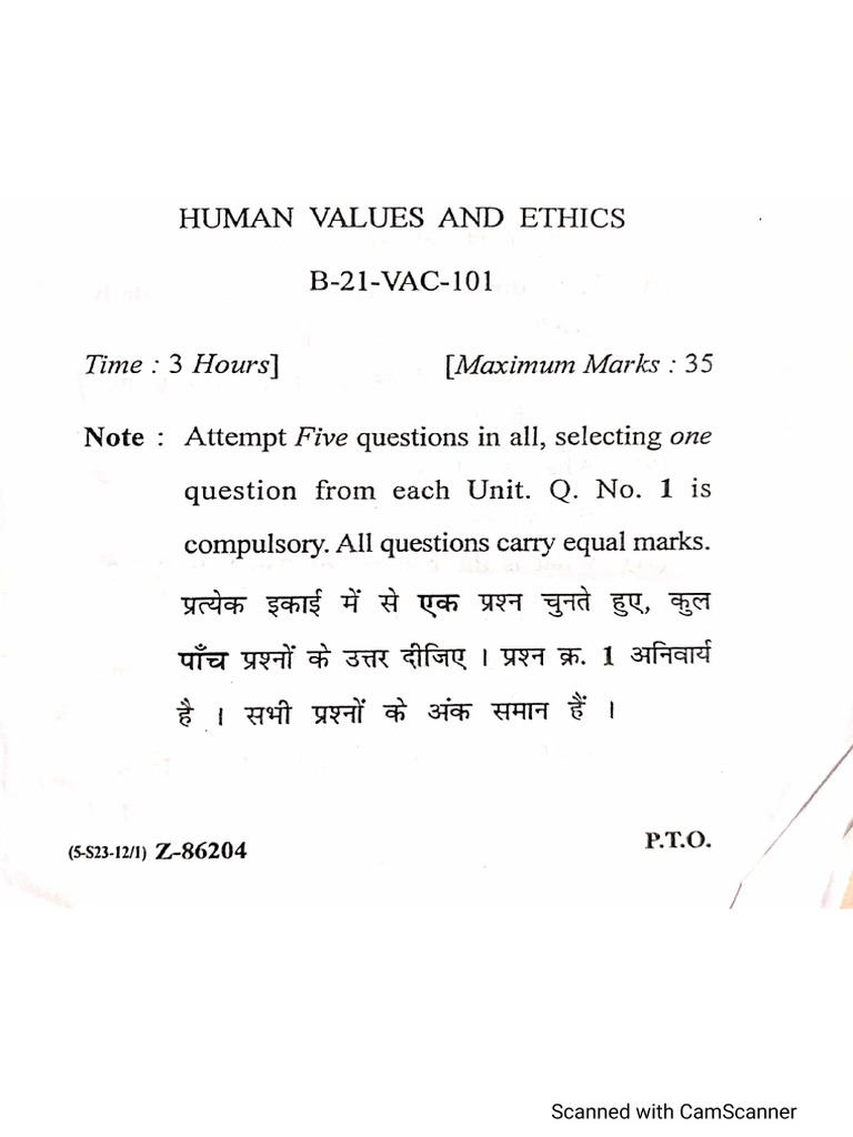 VAC Human Values & Ethics Important Questions and Pattern | PDF