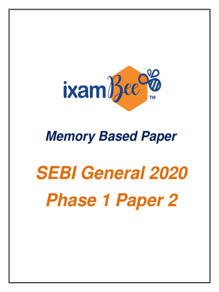 SEBI General Phase 1 Paper 2 2020 Previous Year Paper PDF | PDF | Taxes ...