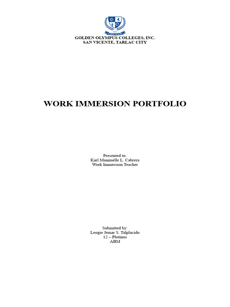 Work Immersion Portfolio 2 | PDF | Confidentiality | Medical Record