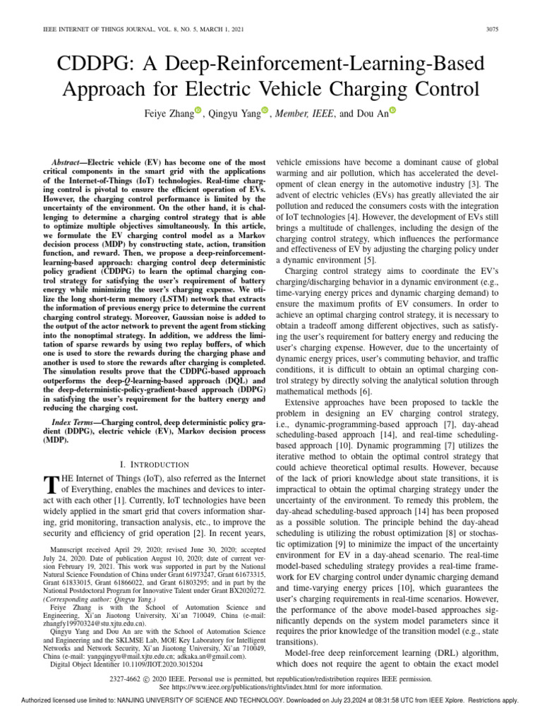 CDDPG a Deep-Reinforcement-Learning-Based Approach for Electric Vehicle ... CDDPG a Deep-Reinforcement-Learning-Based Approach for Electric Vehicle ...