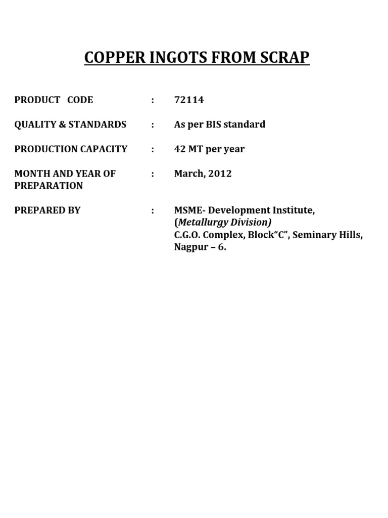 Copper Ingots for Industrial Use | PDF | Scrap | Copper