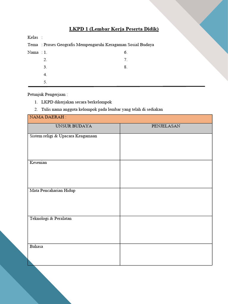 LKPD 1 Kondisi Geografis Dan Pelestarian SDA | PDF