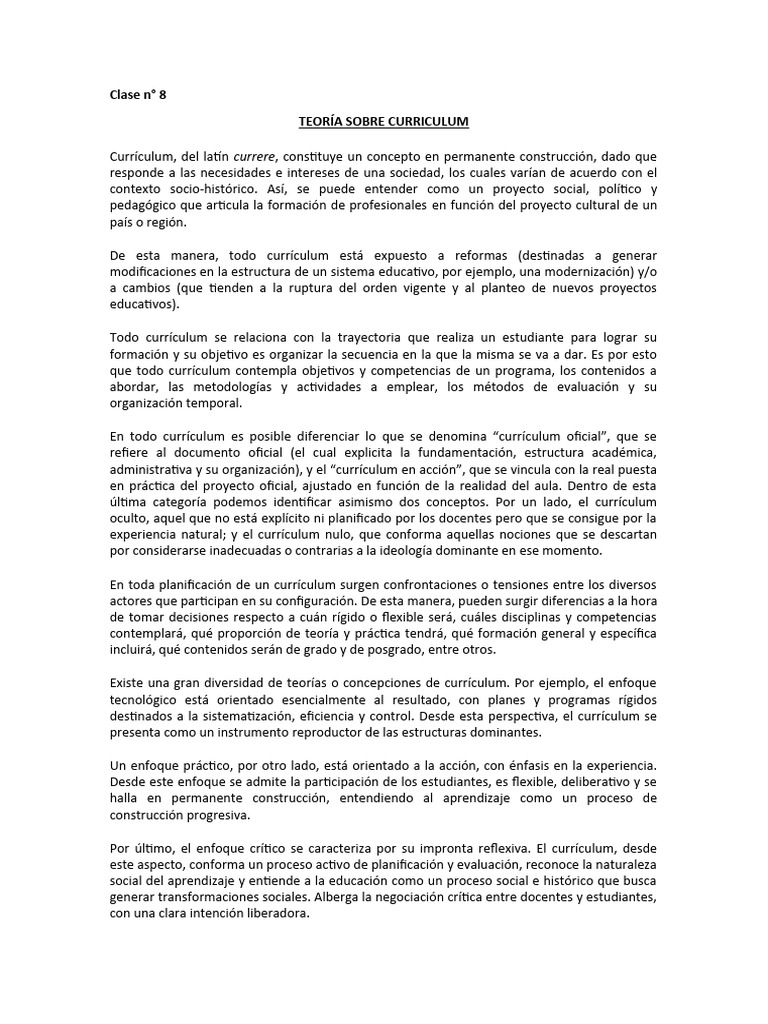 Clase n 8 | PDF | Plan de estudios | Aprendizaje