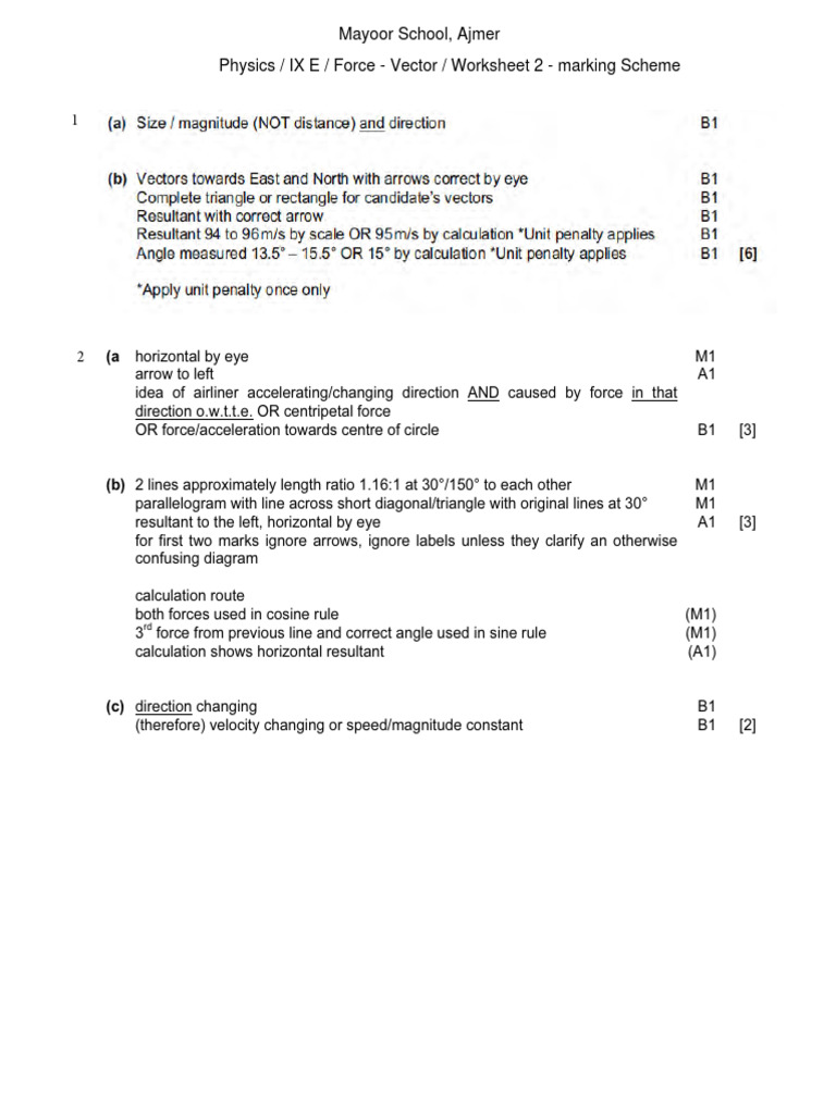 Forces-Vectors-Worksheet 2-MS | PDF | Triangle | Force