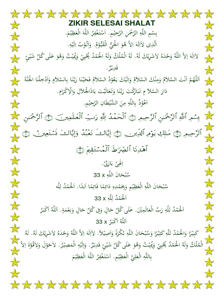 Zikir Selesai Shalat | PDF