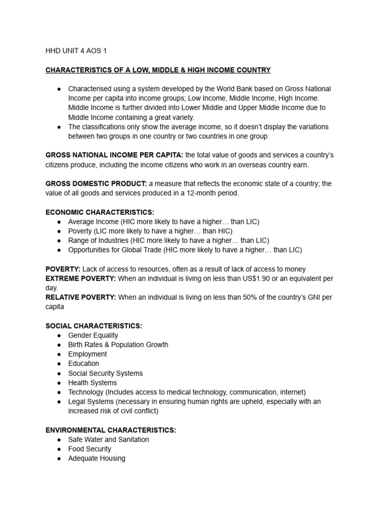 HHD - U4 AOS1 NOTES | PDF | Cost Of Living | Poverty