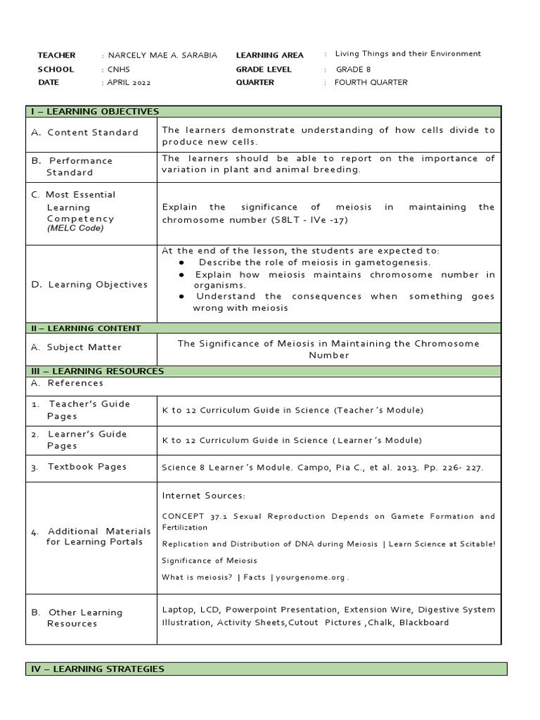 M2-Lesson2_SignificanceOfMeiosisInMaintainingTheChromosomeNumber-2 | PDF | Ploidy | Meiosis