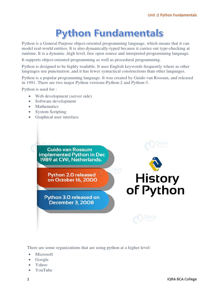 Python Fundamentals | PDF | Boolean Data Type | Data Type Python Fundamentals | PDF | Boolean Data Type | Data Type