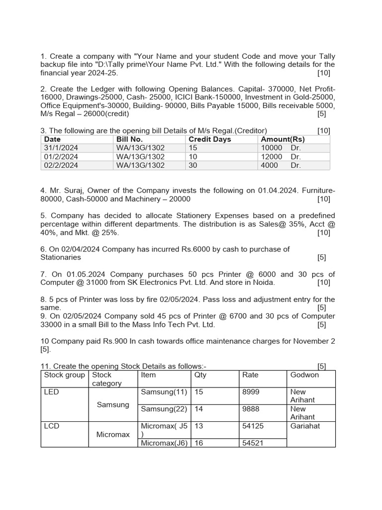 Tally Question Paper July | PDF | Business | Economies