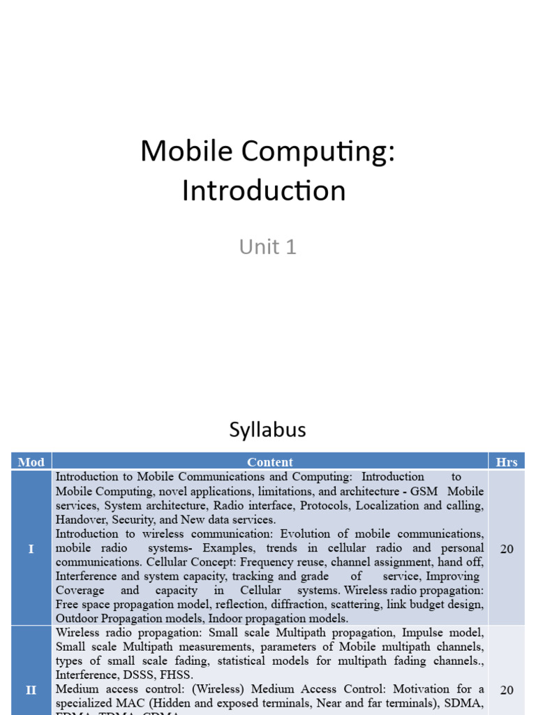 Introduction To Mobile Computing | PDF | Cellular Network | Computer Network