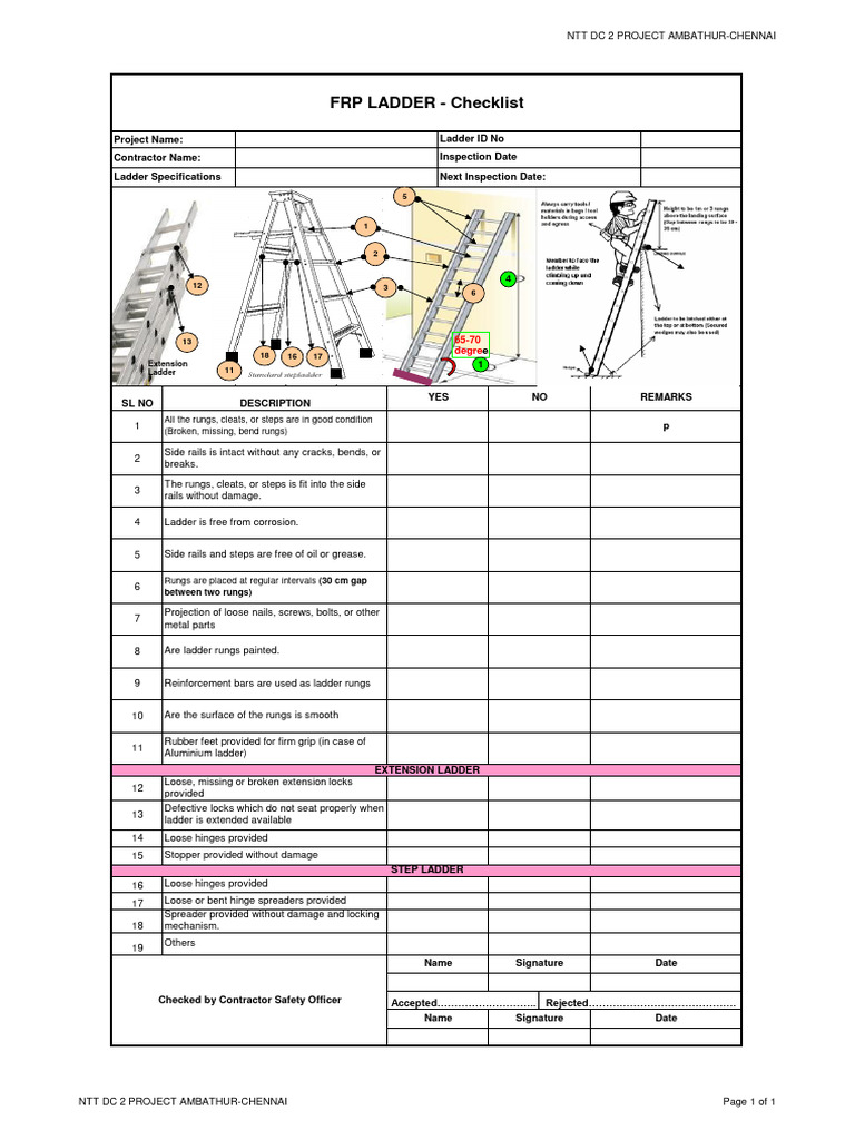 Aluminium Ladder Checklist | PDF | Ladder | Building Engineering
