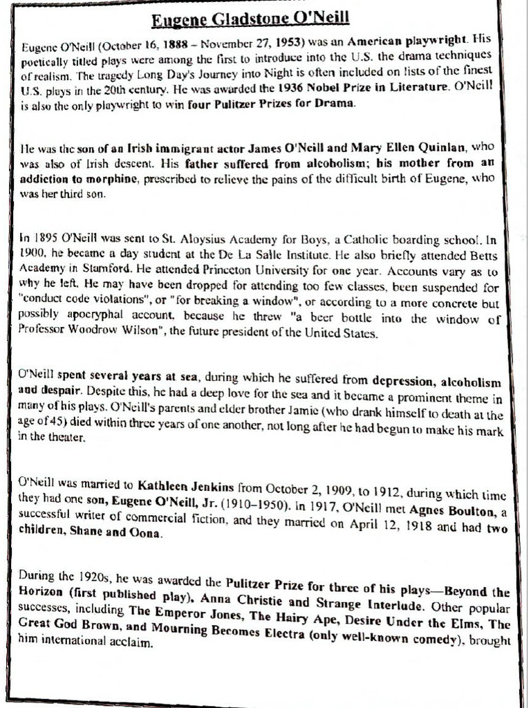 Long Day's Journey Into Night (Intro, Characters and Summar) | PDF