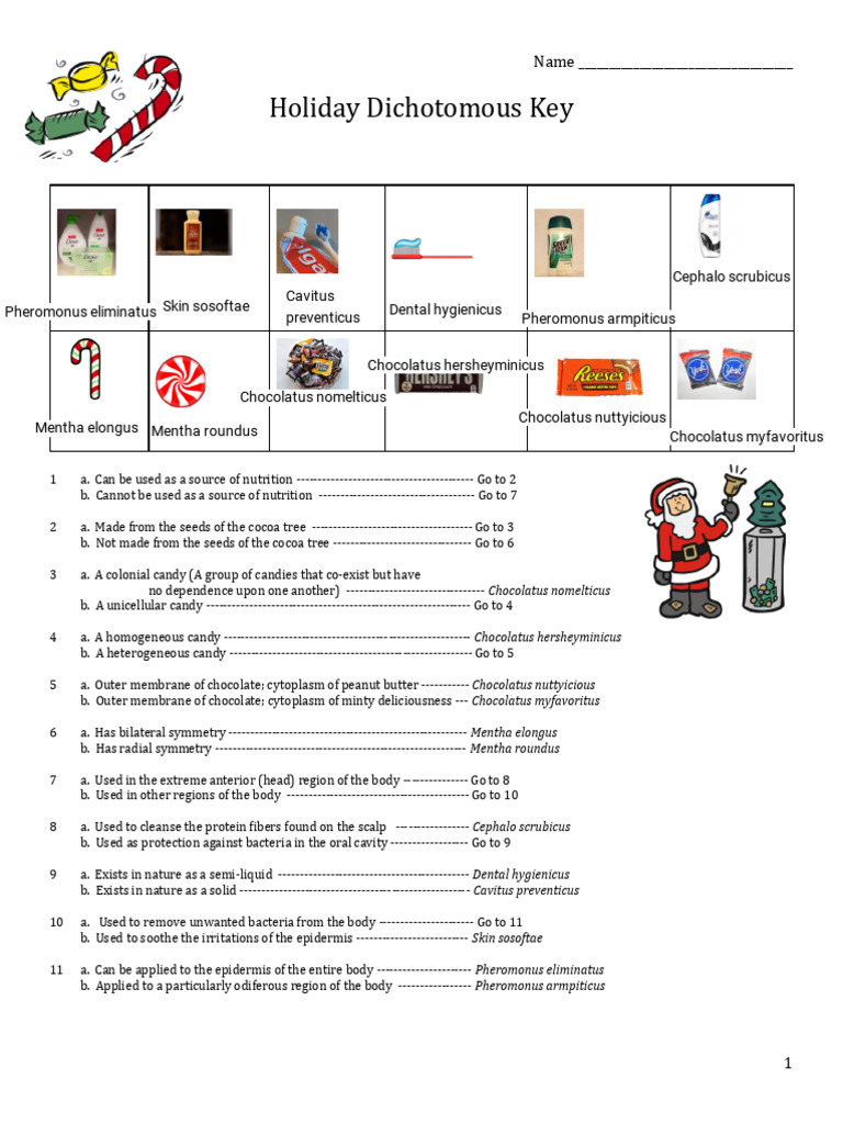 Holiday Giving Dichotomous Key | PDF | Chocolate | Biology